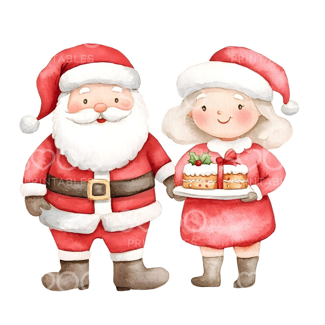 18 Santa and Mrs Claus Clipart, Xmas Santa Cute Old Couple,christmas ...