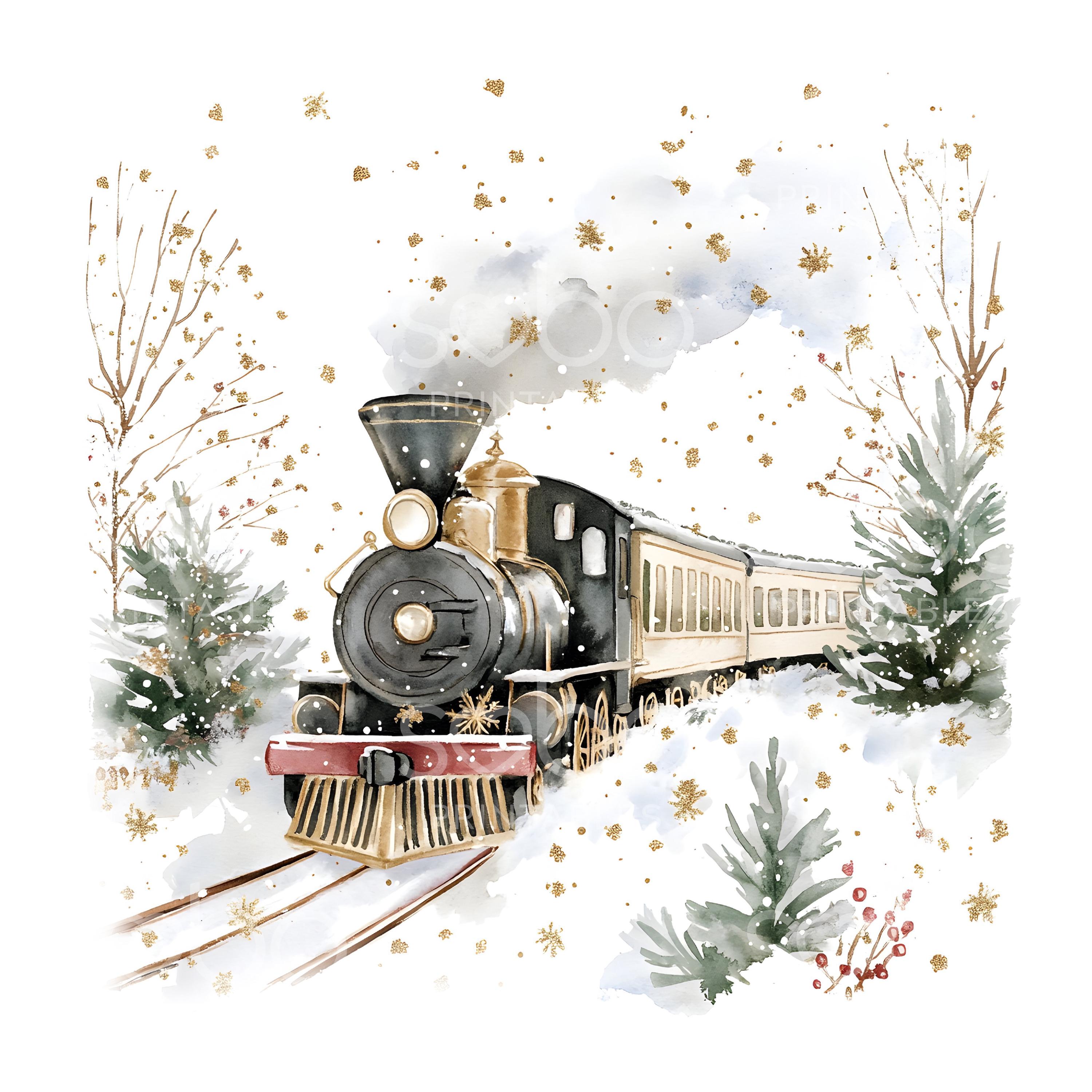 27 Xmas Polar Express Clipart, North Pole, Blue Train, Xmas Holiday ...