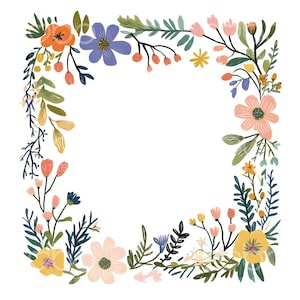 24 Cute Floral Frames Clipart, Spring Florals Frame Borders, Wildflower ...