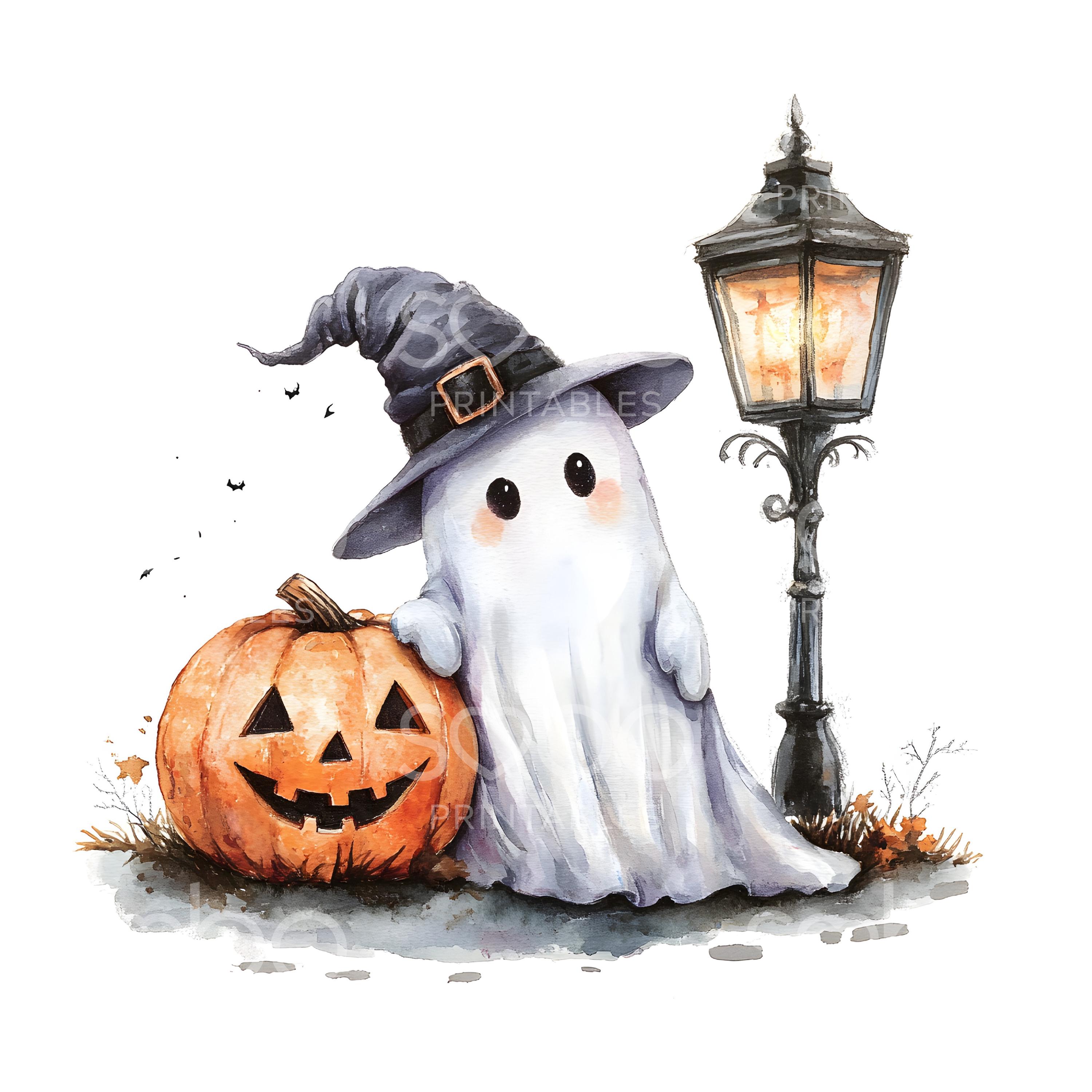 22 Cute Ghost Lamp Clipart, Cute Halloween Clipart, Printable ...