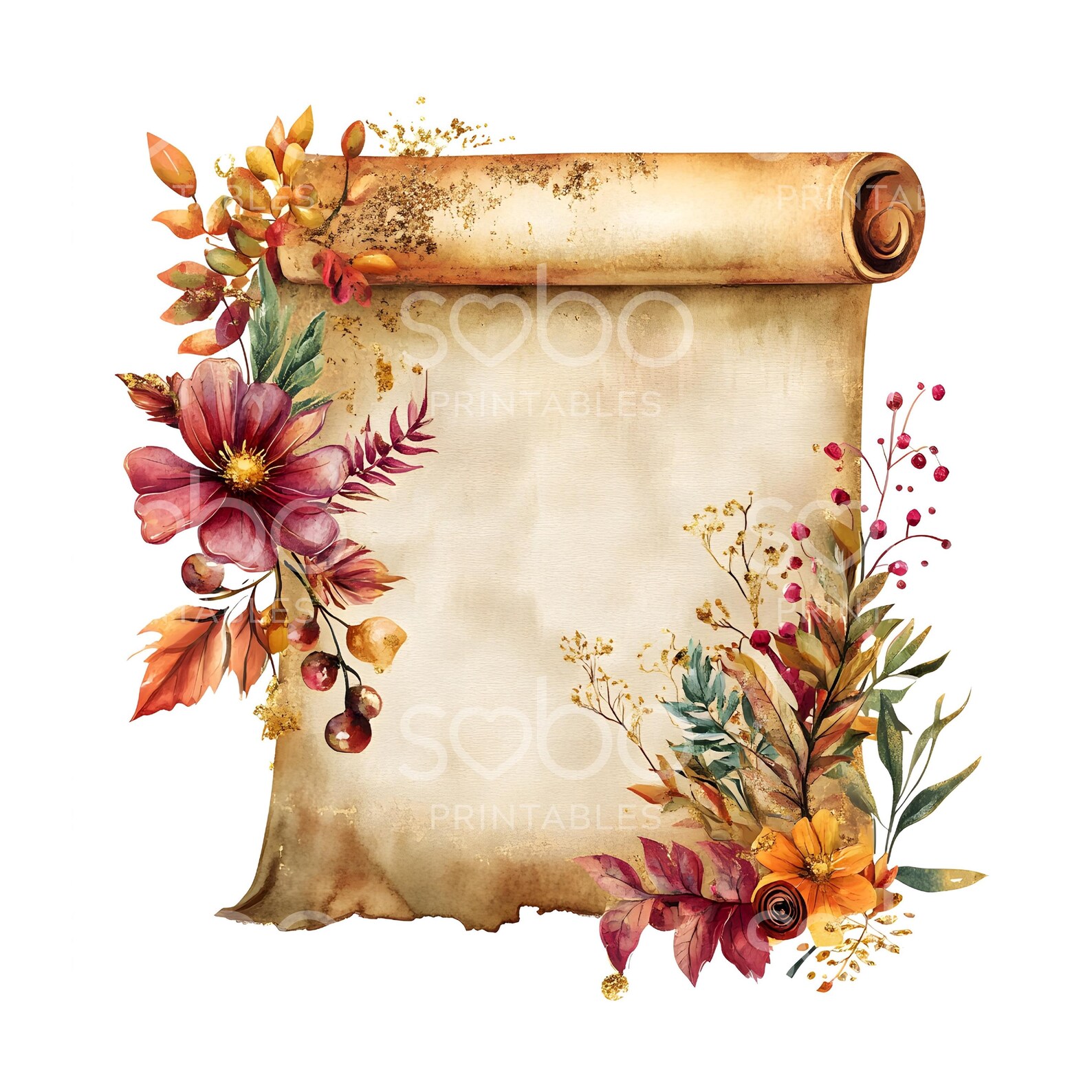 28 Autumn Scroll Clipart, Fall Medieval Scroll, Fall Autumn Vintage ...