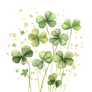 22 Saint Patrick’s Day Gold Clover Leaf Clipart, Shamrock Art ...