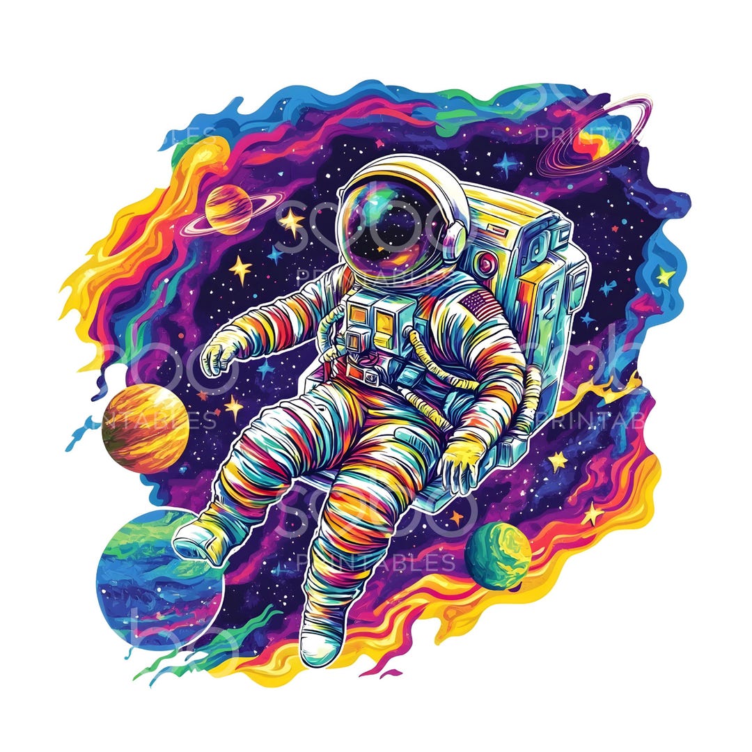 23 Rainbow Astronaut Clipart, Colorful Astronaut, Space Watercolor Art ...