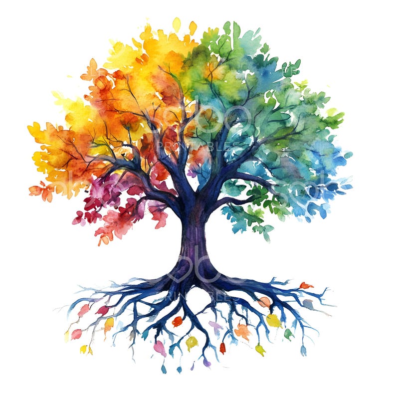 22 Rainbow Tree of Life Clipart, Family Tree, Oak Tree, Printable ...