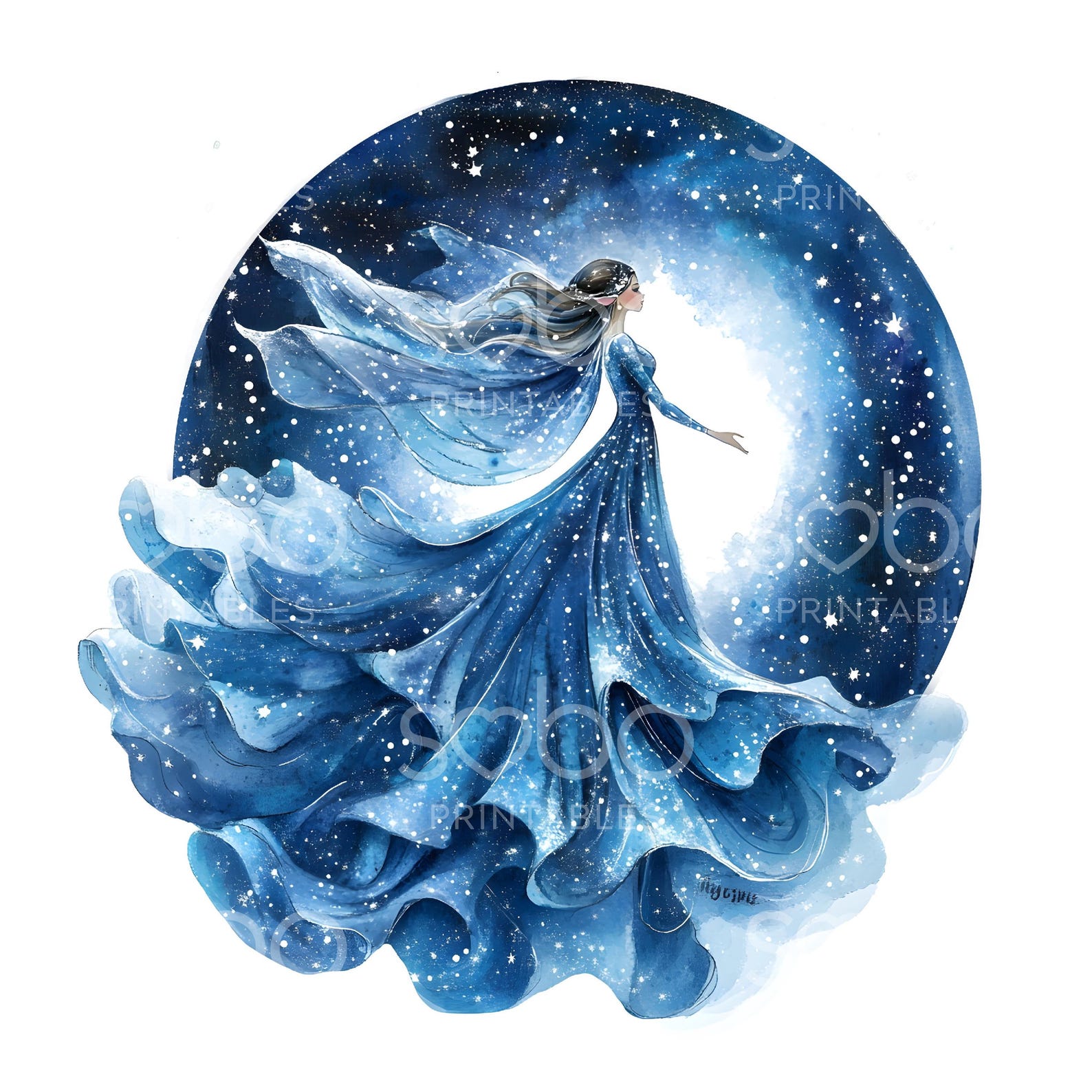 30 Celestial Fairy Clipart, Blue Fairies, Magic Galaxy Fairy, Enchanted ...