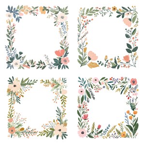 24 Cute Floral Frames Clipart, Spring Florals Frame Borders, Wildflower ...