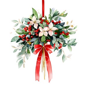 16 Mistletoe Clipart, Christmas Clipart, Festive Holiday, Printable ...