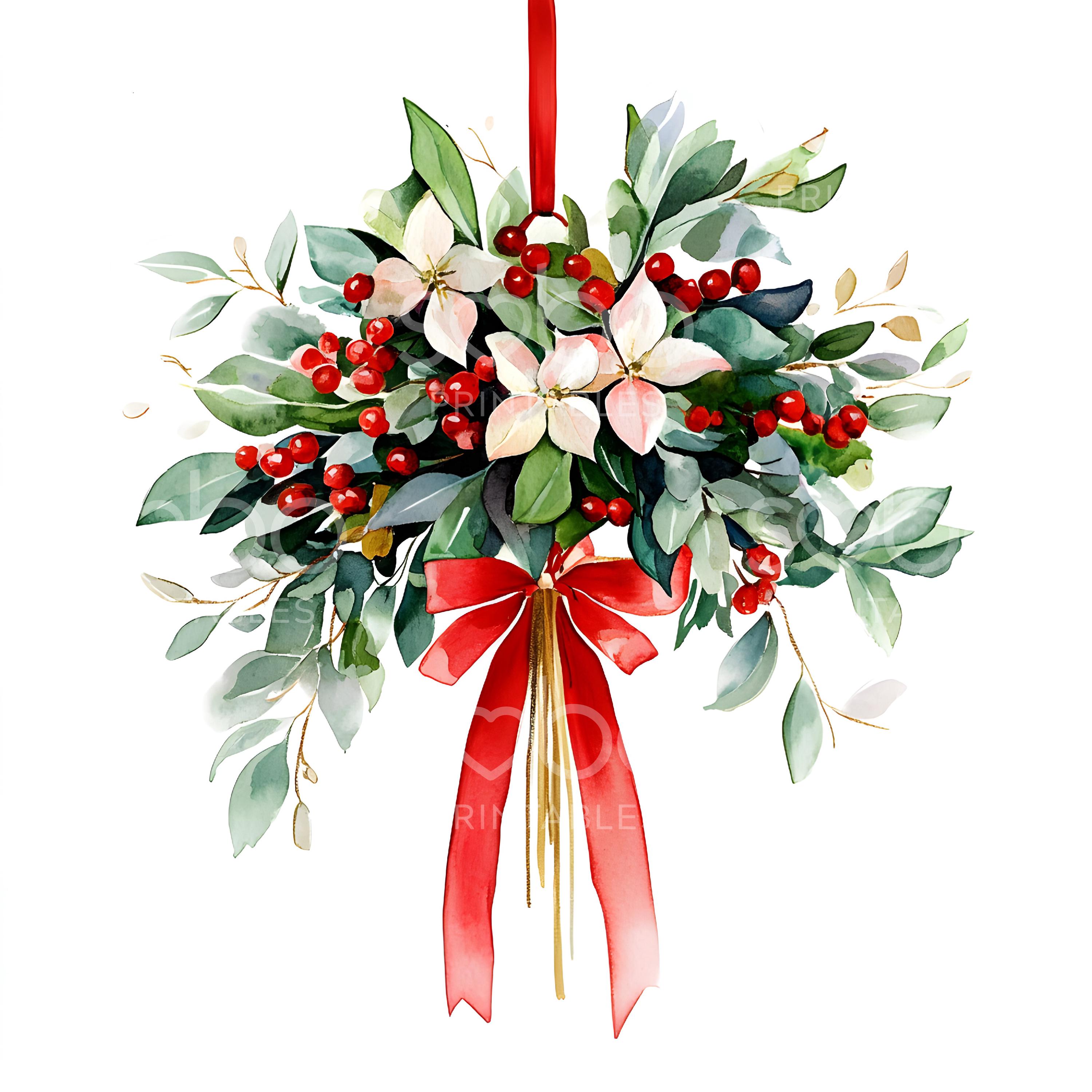 16 Mistletoe Clipart, Christmas Clipart, Festive Holiday, Printable ...