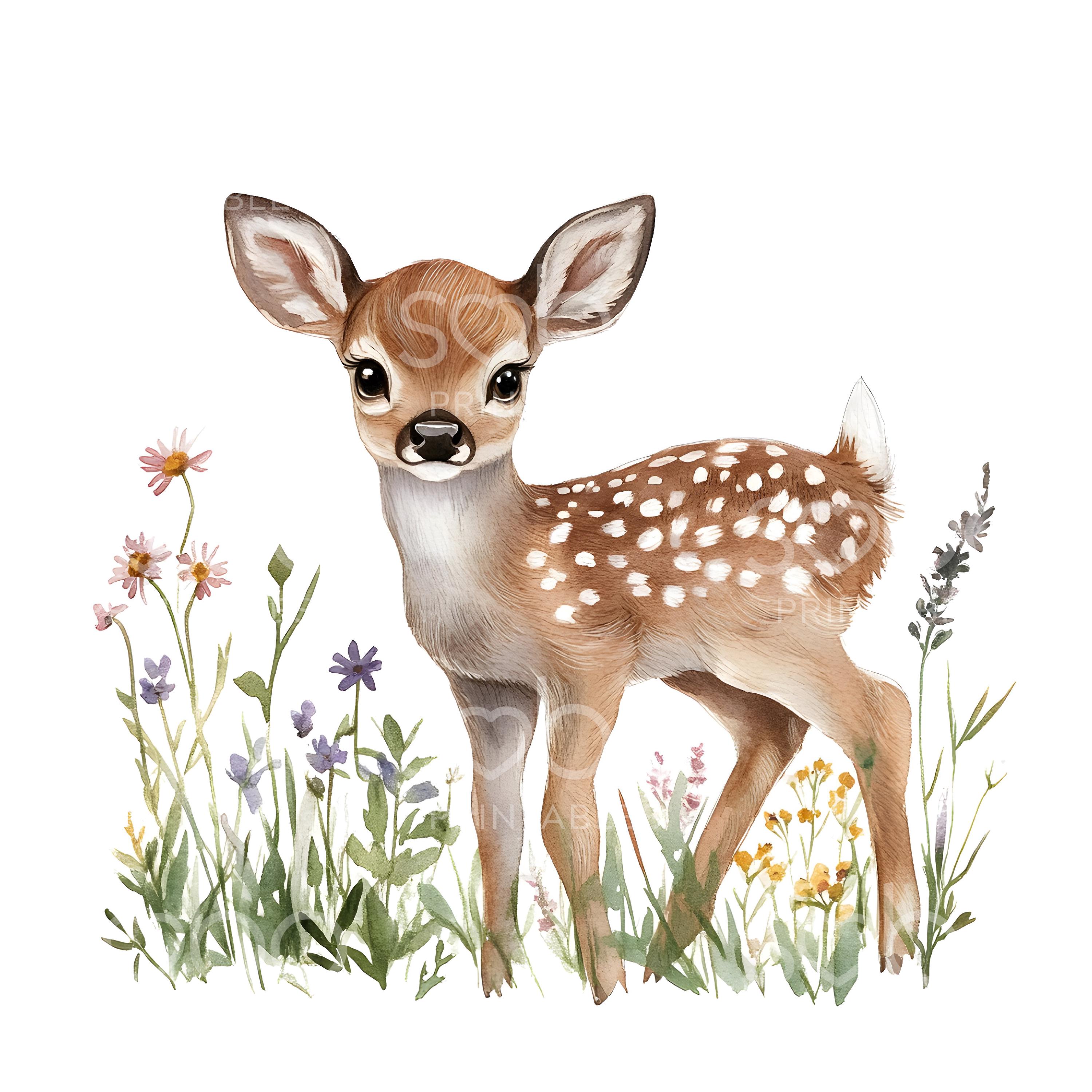 17 Fawn Baby Clipart, Bambi Nursery Art, Baby Deer, Printable ...