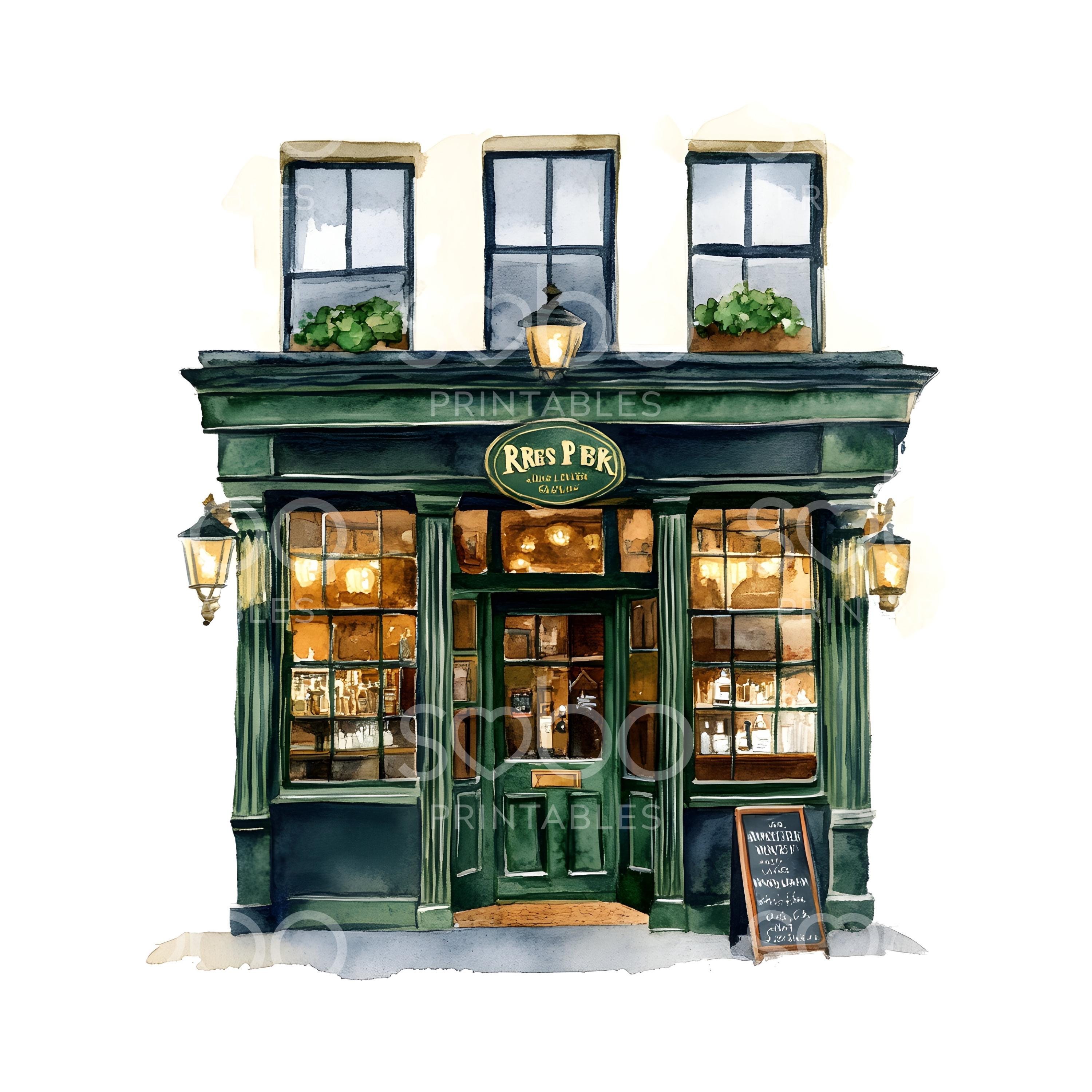 27 Irish Pub Entrance Clipart, Irish Tavern, Printable Watercolor Art ...