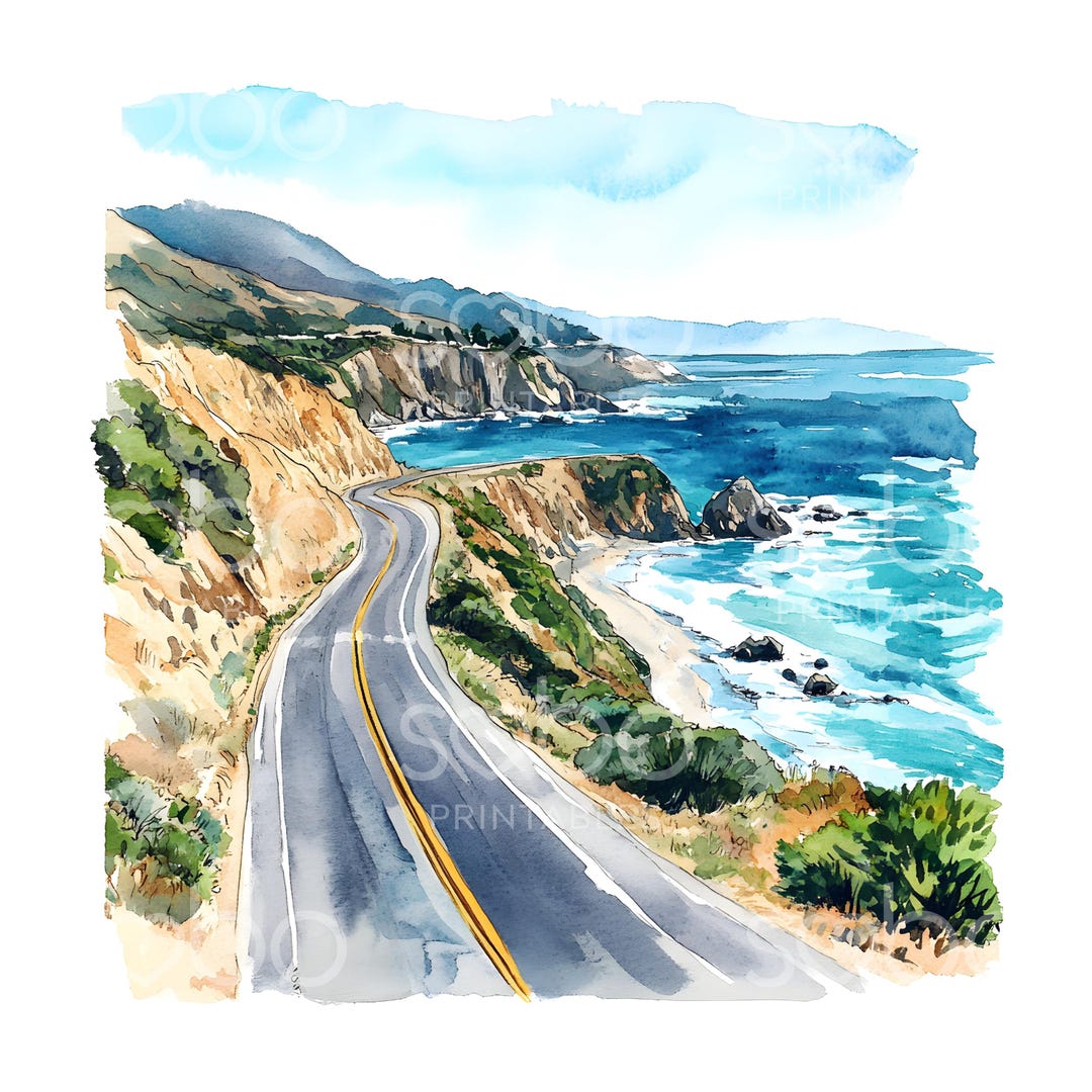 22 Scenic Road Clipart, National Highway, Travel Wall Art, Printable ...