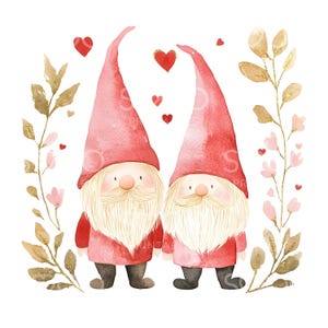 19 Valentine's Day Gnome Clipart, Cute Love Gnomes, Valentine's ...