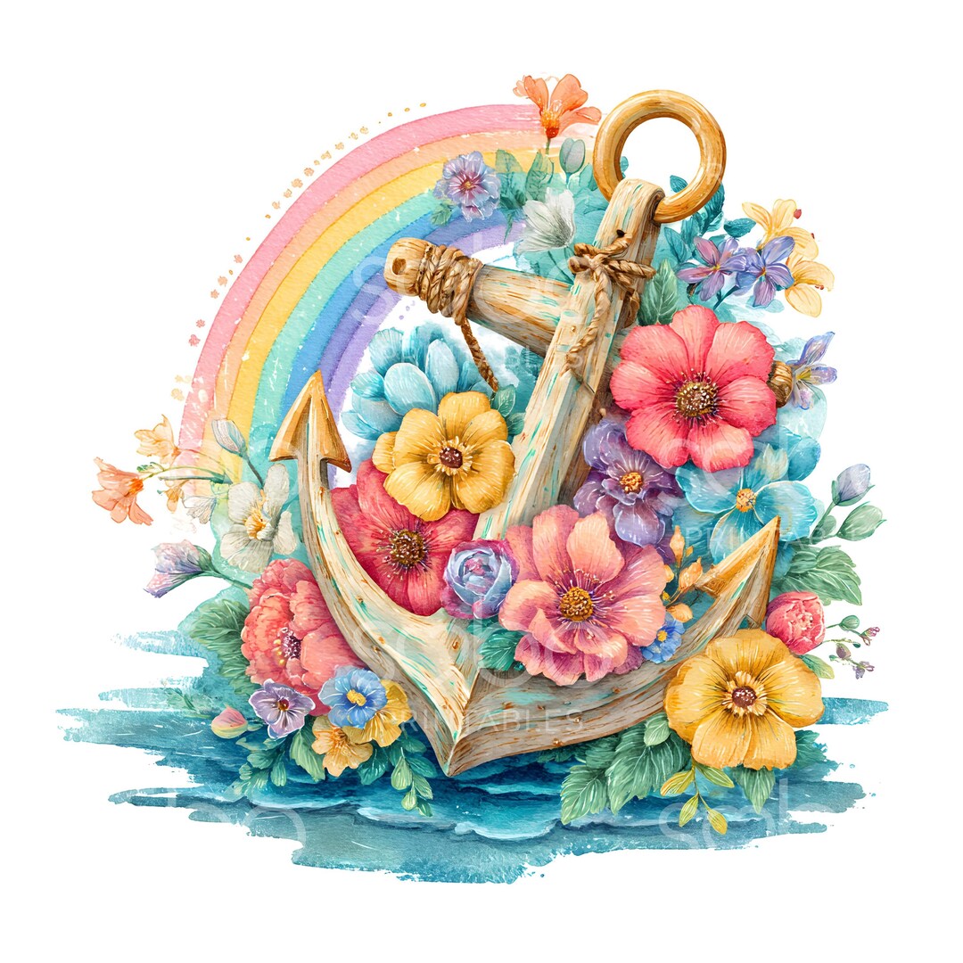24 Boho Retro Anchor Clipart, Anchor Clipart, Nautical Decor, Digital ...