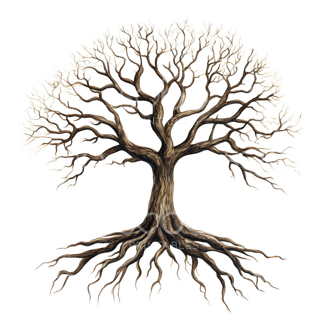 24 Oak Tree Roots Clipart, Oak Family Tree, Printable Watercolor ...