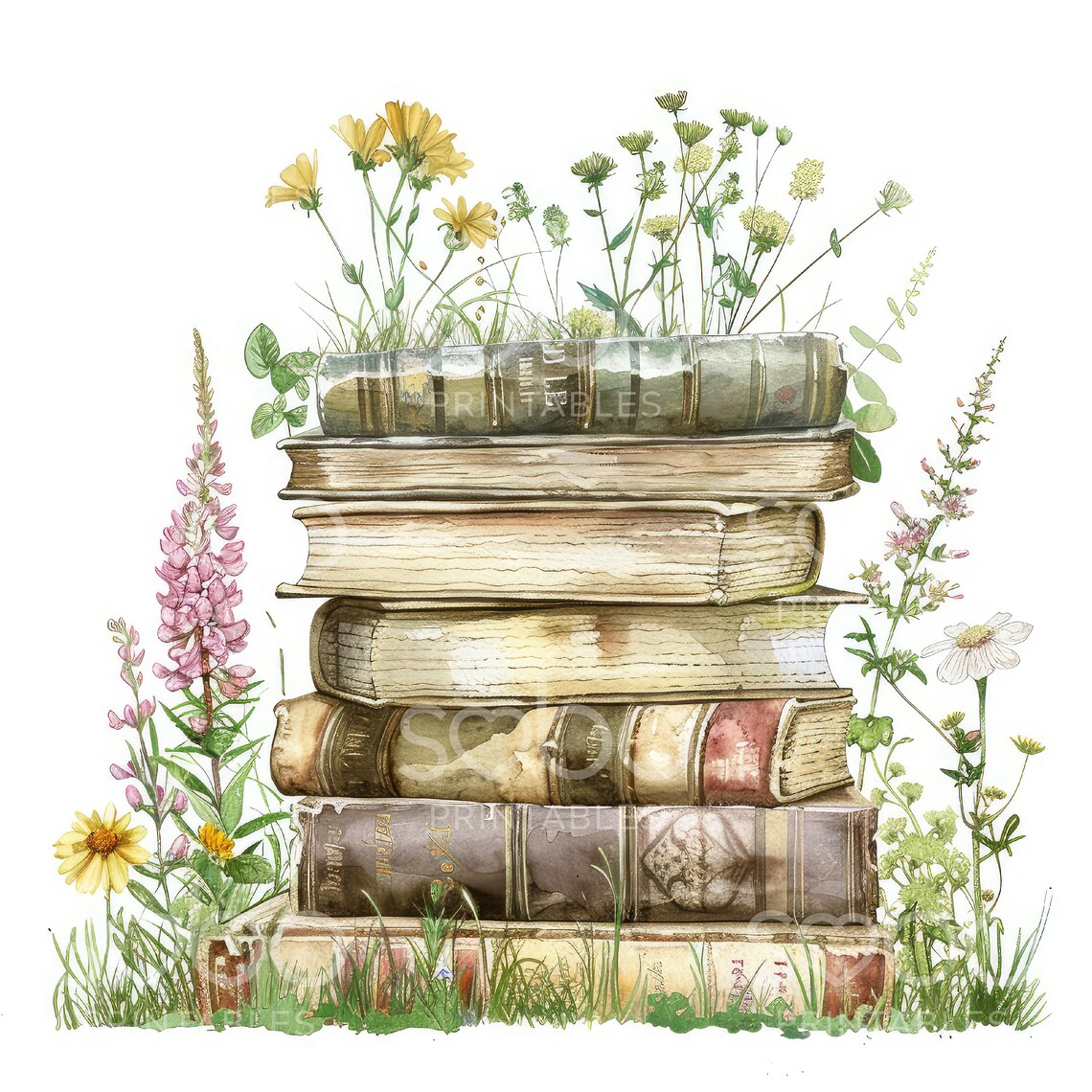 Old Books Flowers- 14 High Quality Jpgs, Digital Download, Card Making ...
