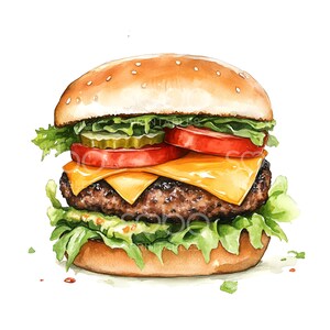 20 Tasty Burger Clipart, Fast Food Clipart, Hamburger, Printable ...