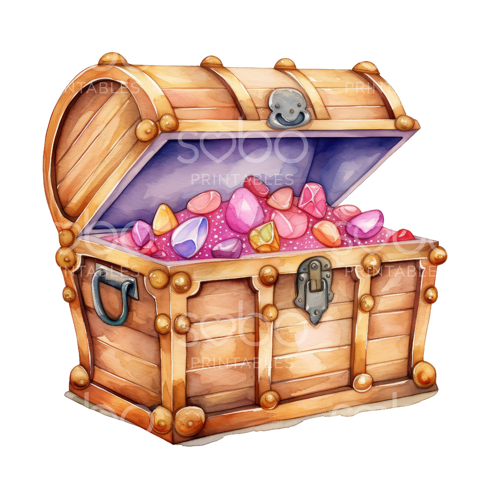 10 Treasure Chest Clipart, Magical, Printable Watercolour Clipart, High ...