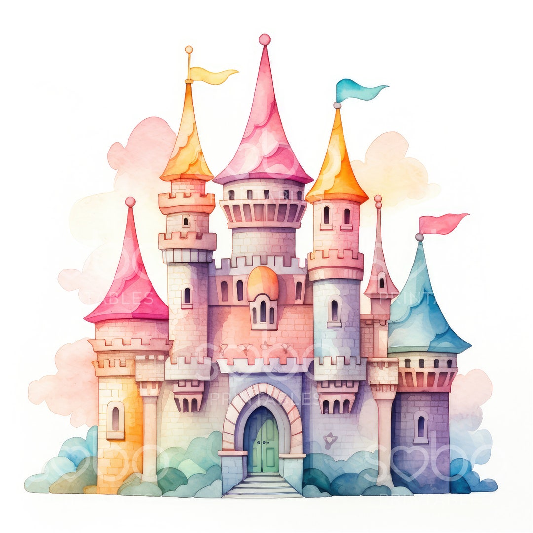 12 Whimsical Kingdom Clipart, Watercolor Kingdom, Watercolor Clipart ...