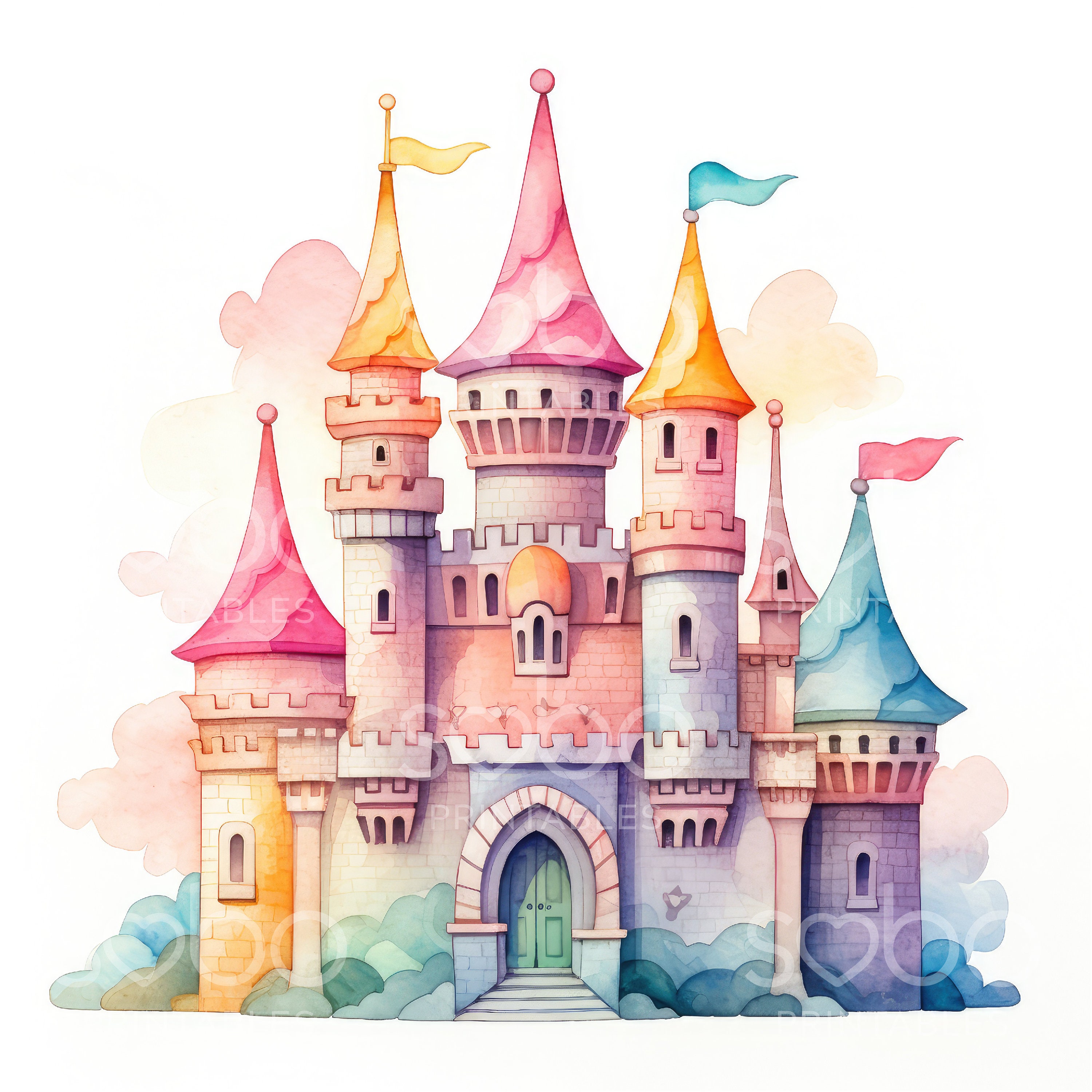 12 Whimsical Kingdom Clipart, Watercolor Kingdom, Watercolor Clipart ...