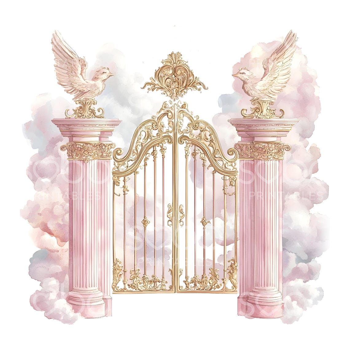 18 Heaven Gates Clipart, Dreamy Paradise Gate, Gates in Sky, Printable ...