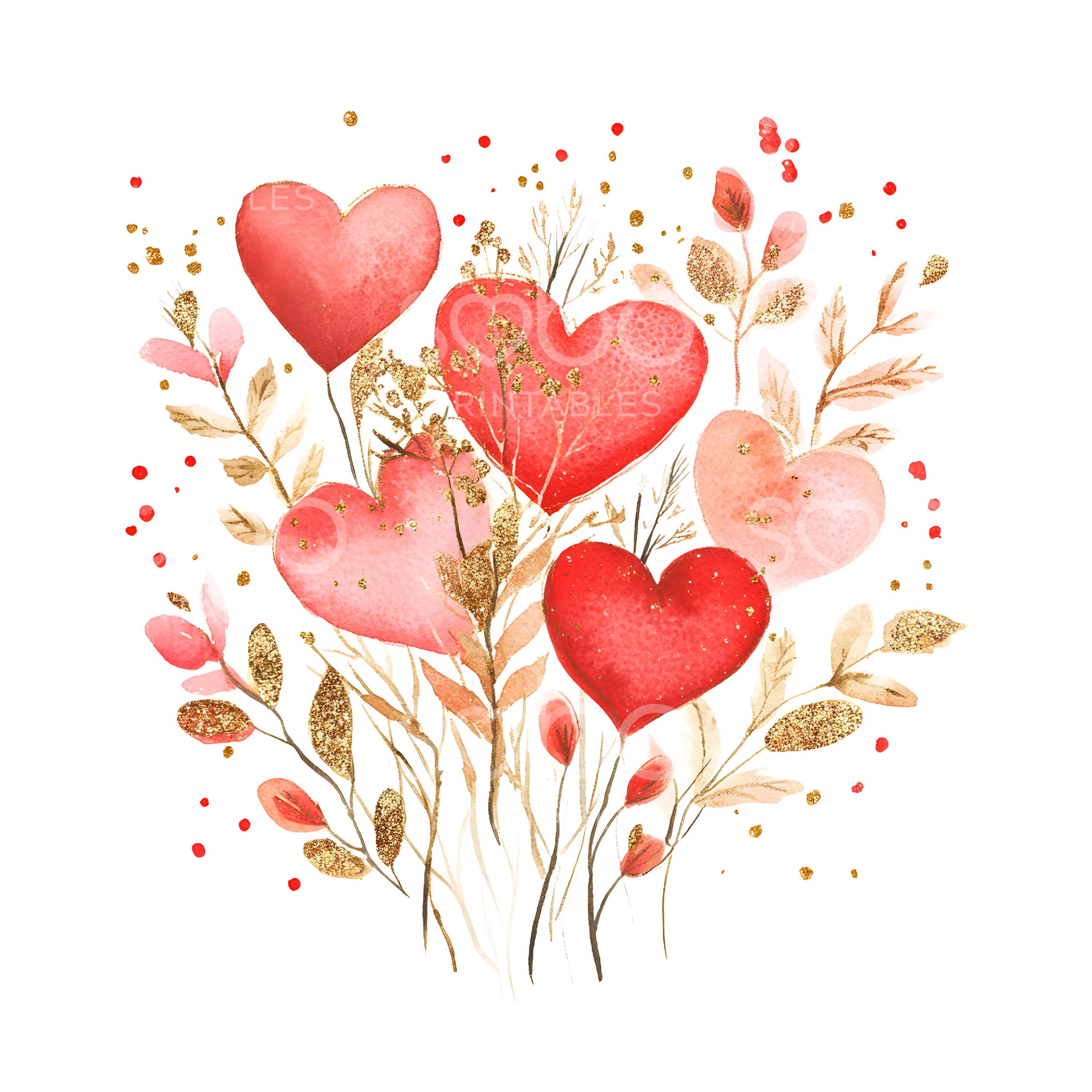 25 Valentine Day Hearts Clipart, Adorable Hearts, Valentine Printable ...