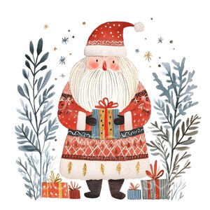 24 Scandinavian Folk Art Santa Clipart, Scandinavian Santa Claus ...