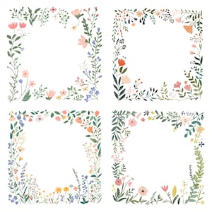 24 Cute Floral Frames Clipart, Spring Florals Frame Borders, Wildflower ...