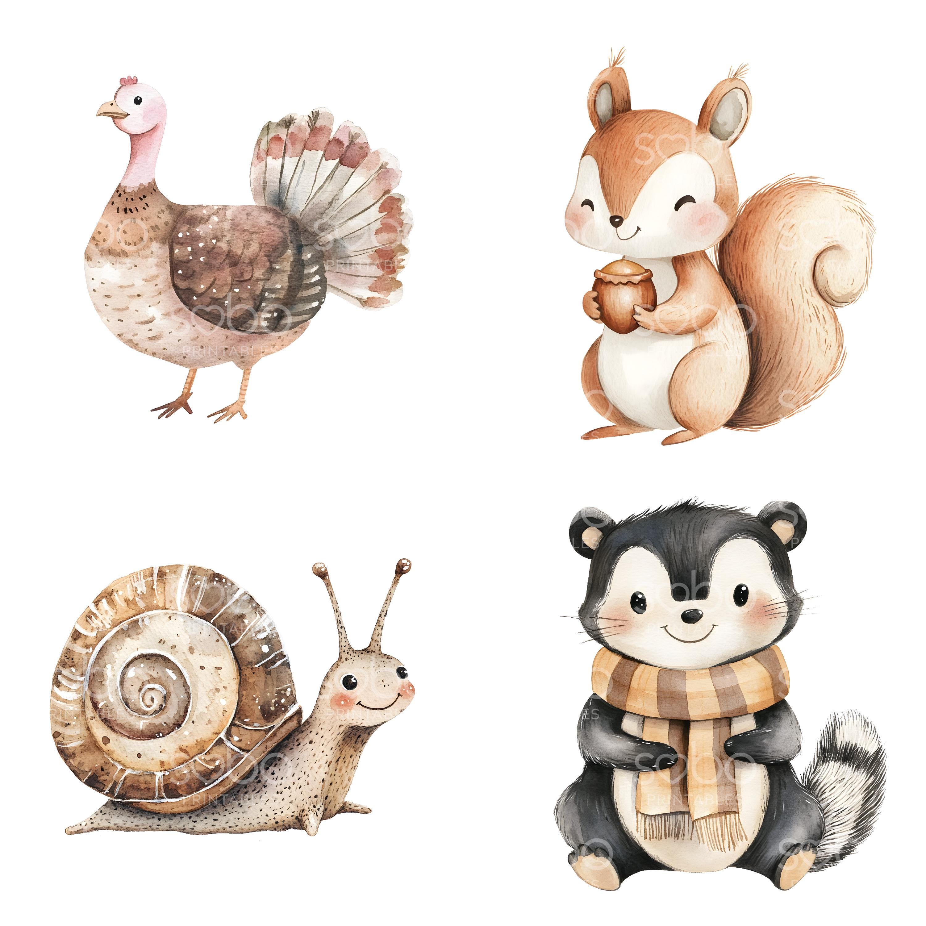 17 Autumn Woodland Animals Clipart, Nursery Art, Fall Animals Clipart ...