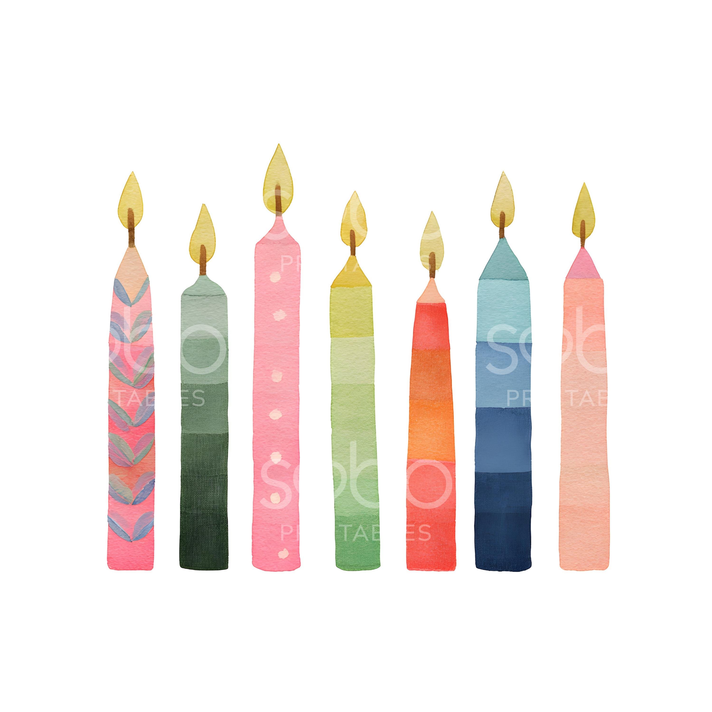 19 Colorful Bday Candles Clipart, Cute Birthday Candles Card, Printable ...