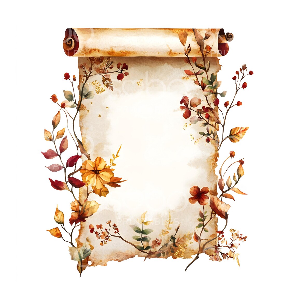 28 Autumn Scroll Clipart, Fall Medieval Scroll, Fall Autumn Vintage ...