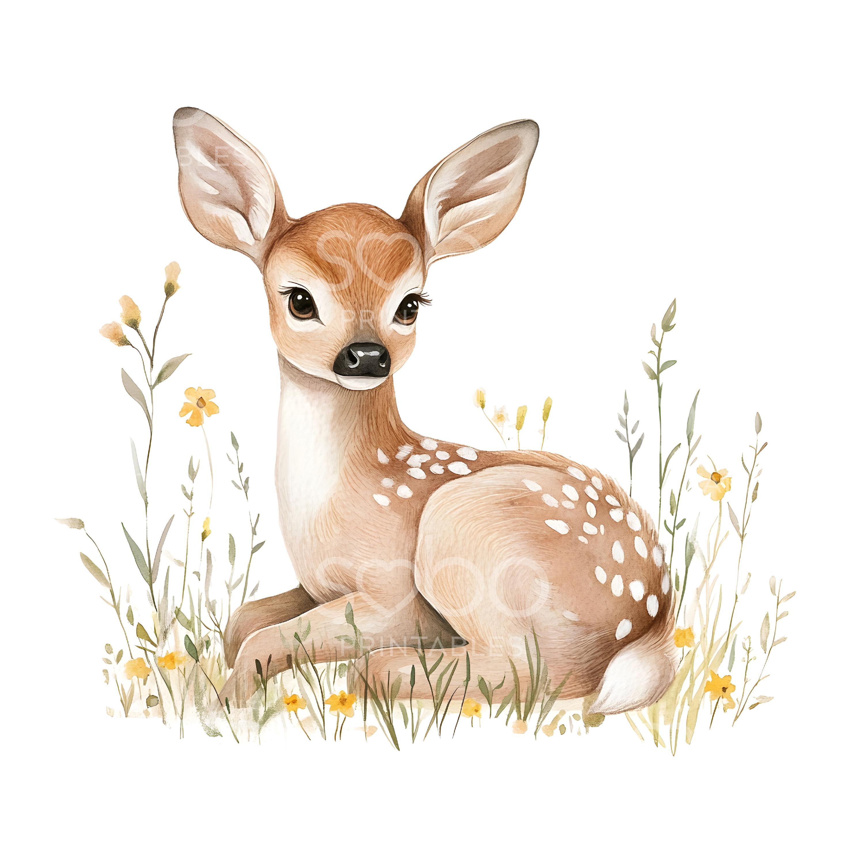 17 Fawn Baby Clipart, Bambi Nursery Art, Baby Deer, Printable ...