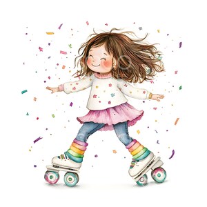 28 Girl Roller Skates Clipart, Skating Clipart, Printable Watercolor ...