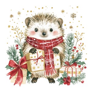 22 Christmas Hedgehog Clipart, Cute Hedgehog, Watercolour Christmas ...