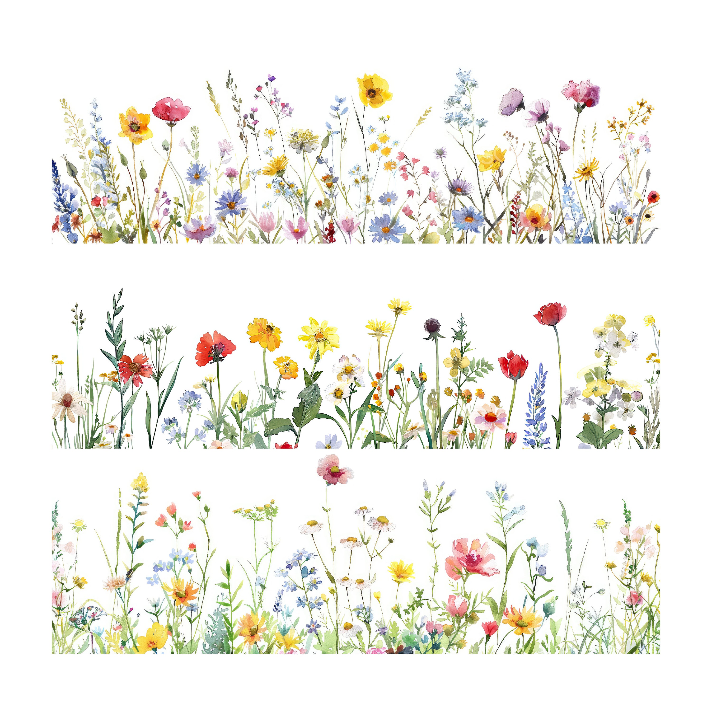 22 Wildflower Borders Clipart, Wildflowers Border Clipart, Digital ...