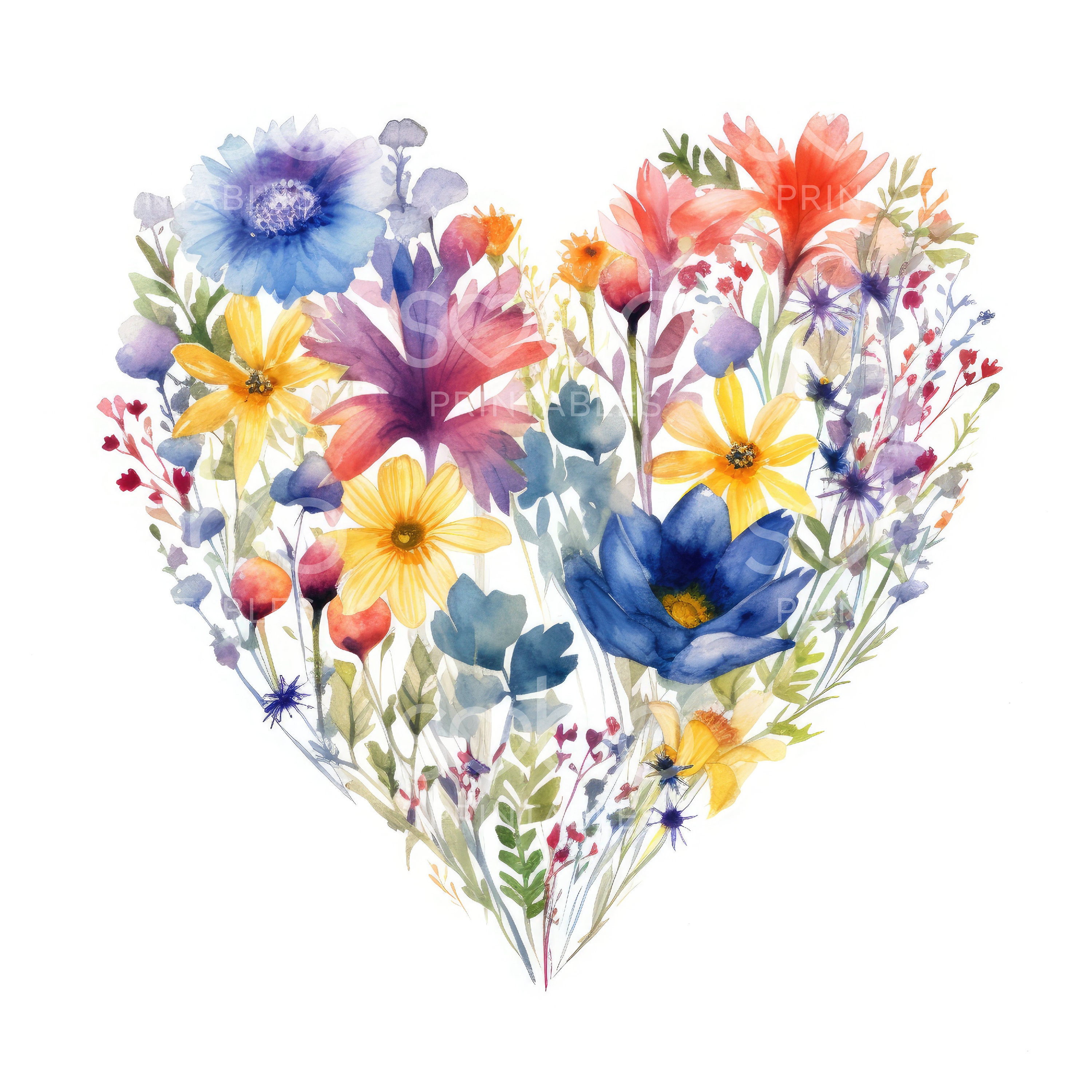 Wildflower Hearts Clipart - 12 High Quality Jpgs, Digital Planner, Junk ...