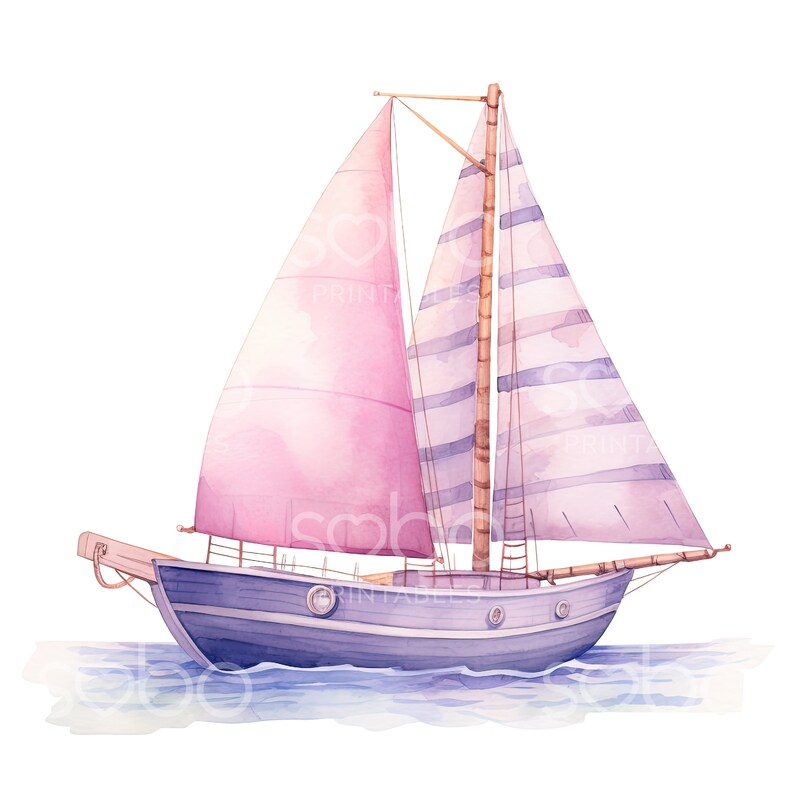 Pink Sail Boats Clipart 19 High Quality Jpgs, Digital Download, Junk ...