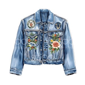 21 Denim Jacket Clipart, Cute Jeans Jacket, Jacket Watercolor Clipart ...