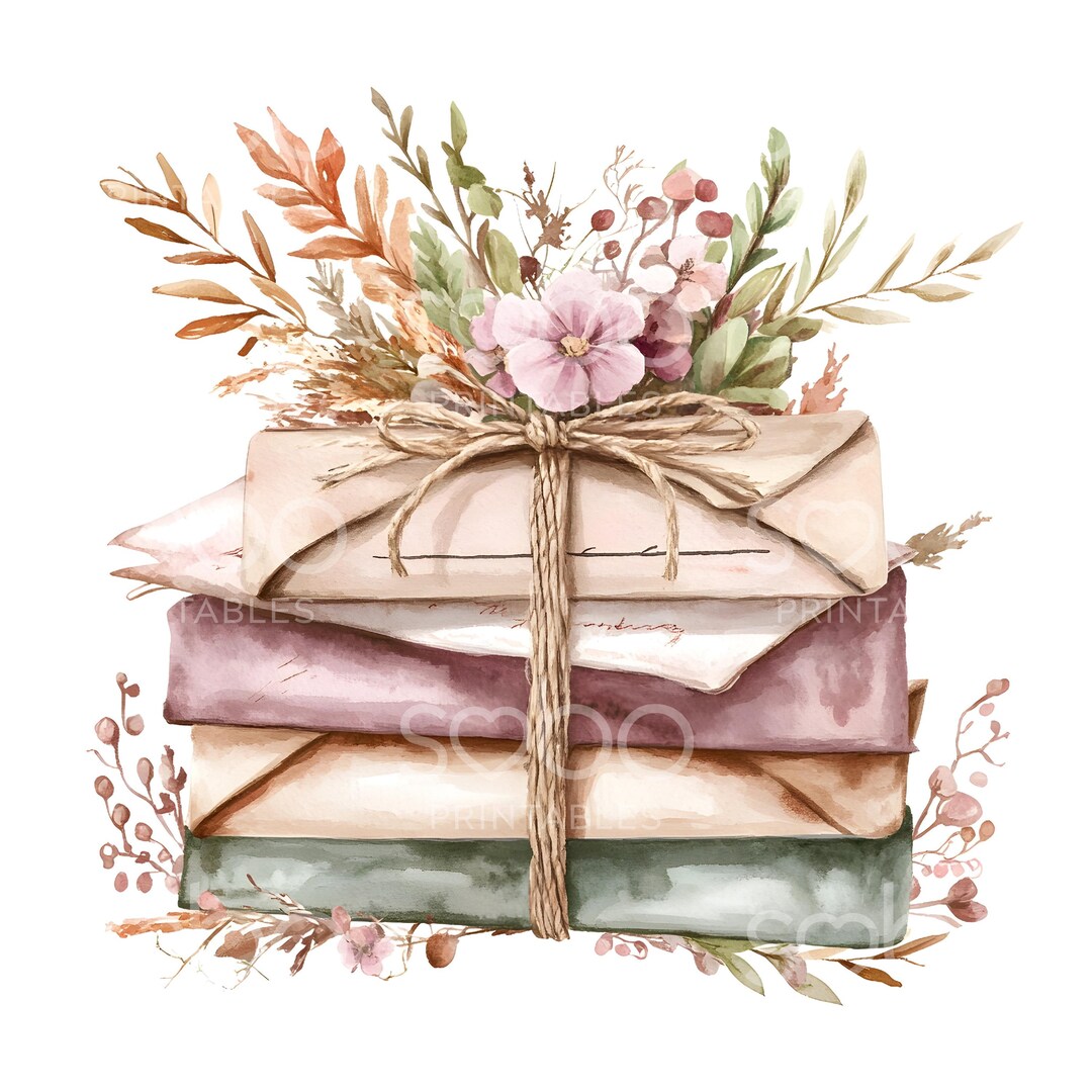 20 Rustic Journal Stack Clipart, Vintage Envelopes, Printable ...