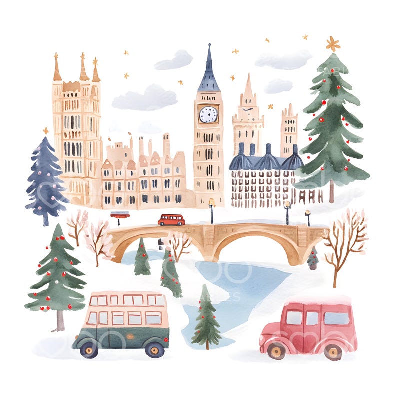 25 Christmas in London Clipart, Winter London, Cute London Travel ...