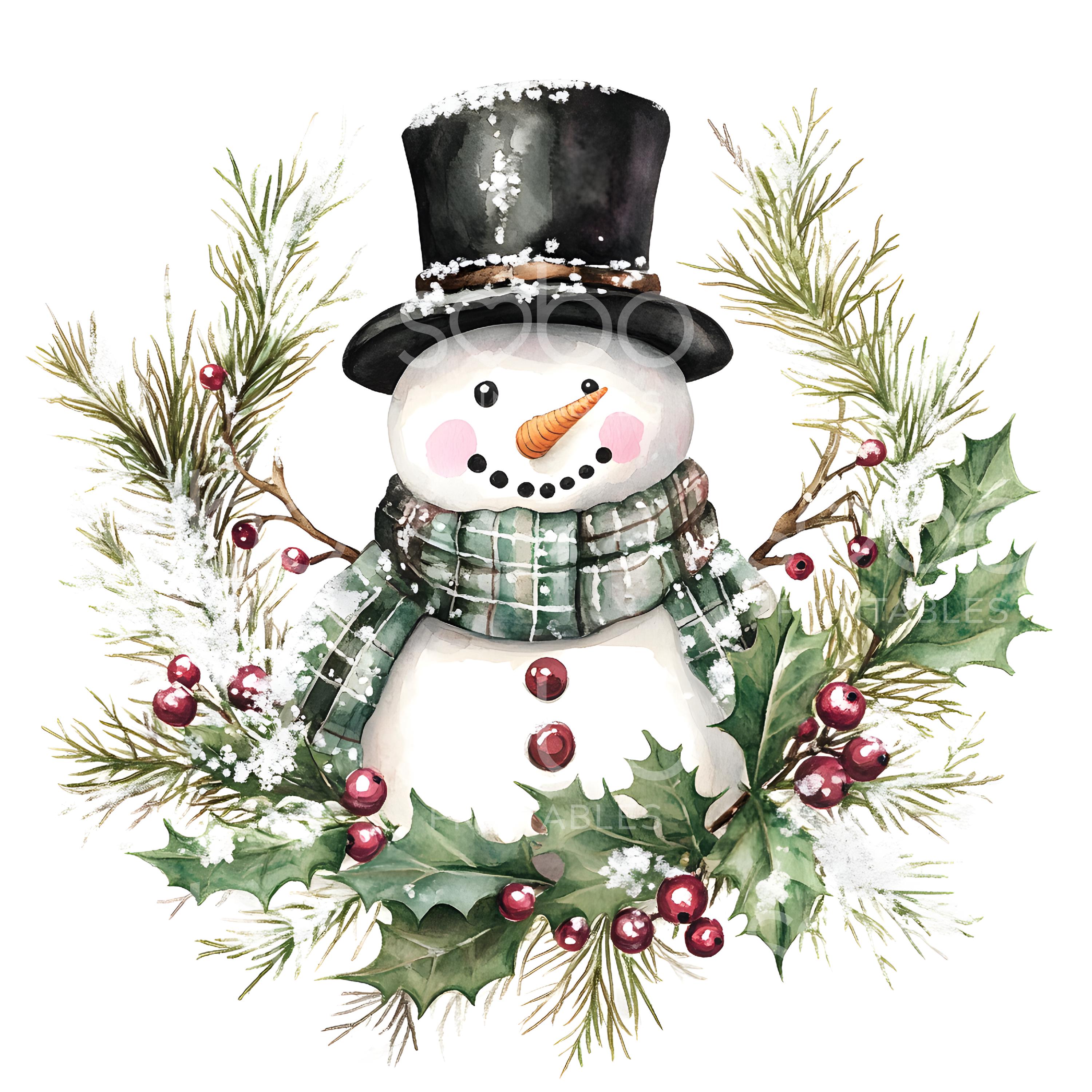 15 Snowman Wearing Hat Clipart, Christmas Clipart, Christmas Card, High ...