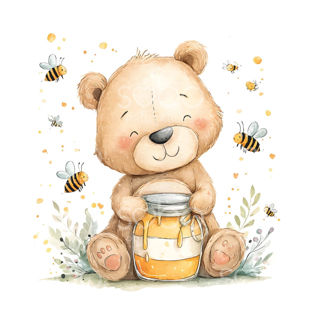20 Honey Pot Bear Clipart, Bear With Honey Pot, Gift Kids, Cartoon Bear ...