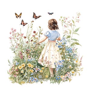 17 Floral Girl Garden Clipart, Spring Clipart, Printable Watercolor Art ...