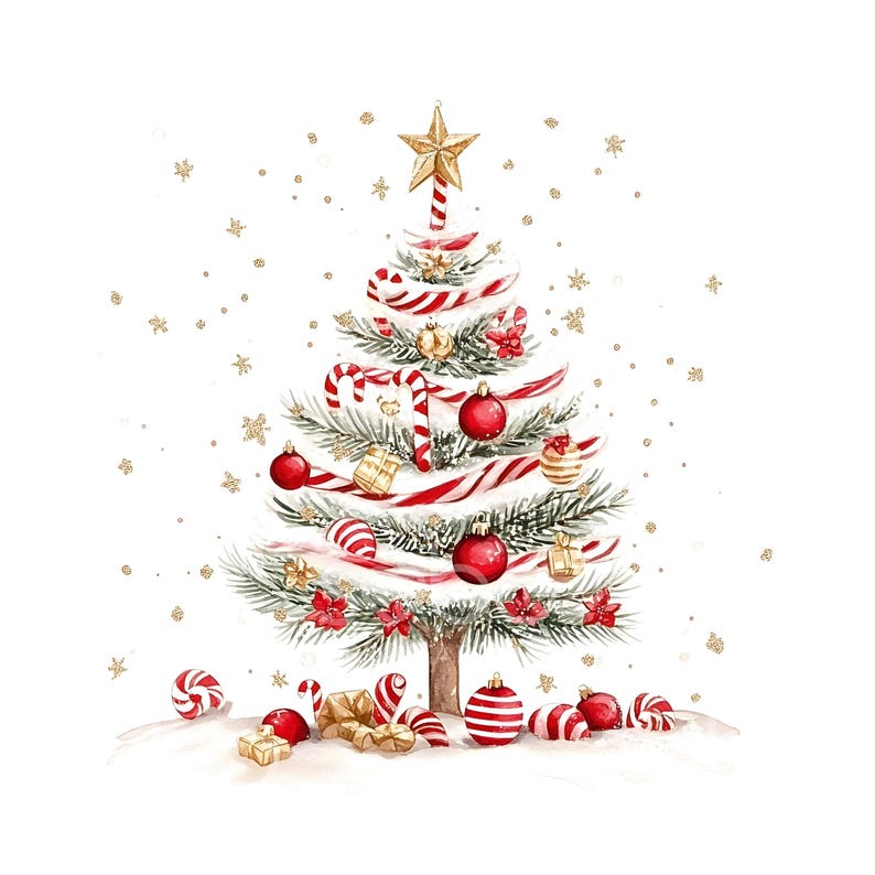 26 Candy Cane Xmas Tree Clipart, Candy Christmas Tree Clipart, Winter ...