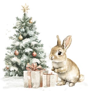 Christmas Bunny Clipart - 21 High Quality Jpgs, Christmas Tree Gifts ...