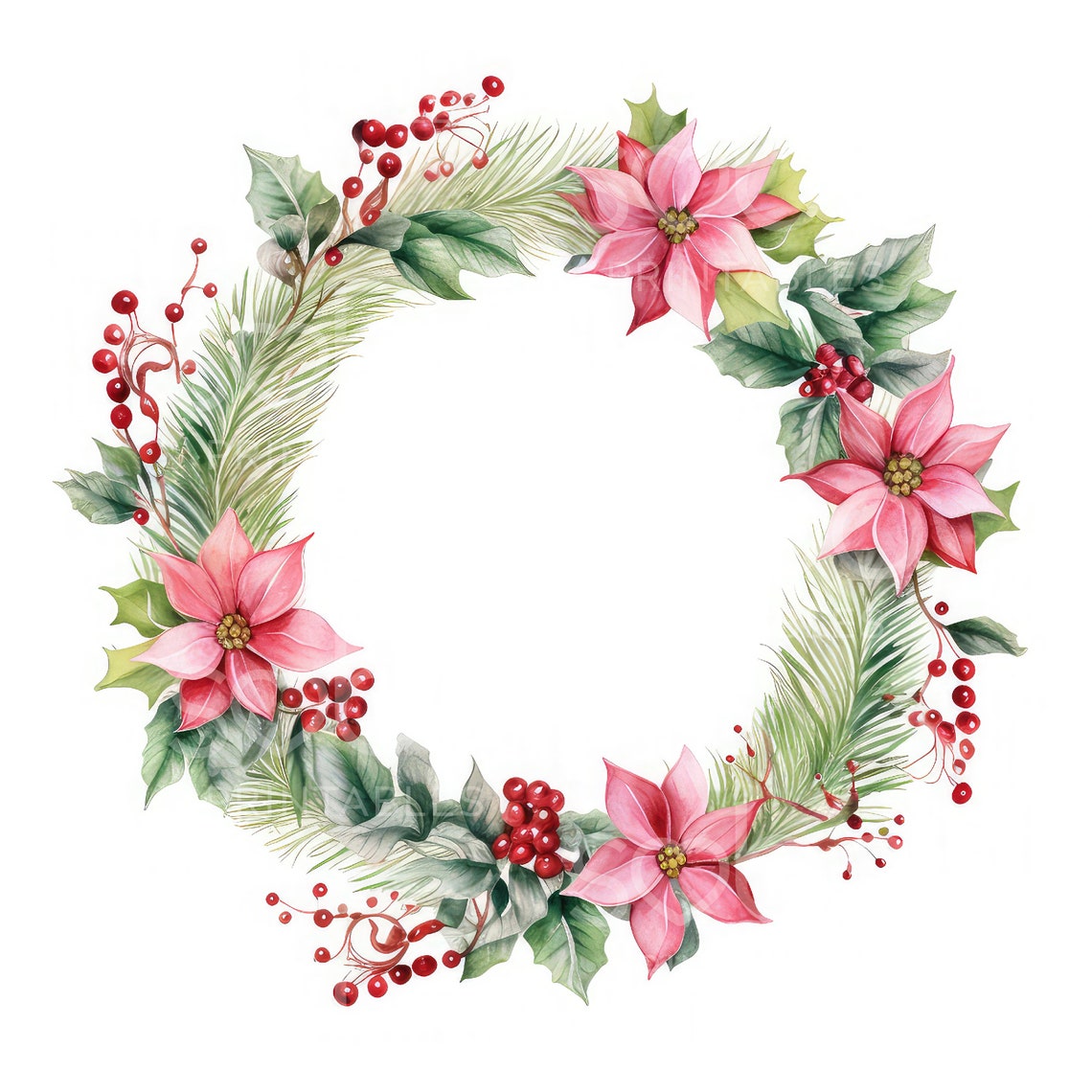 Christmas Wreaths Clipart 10 High Quality Jpgs, Digital Download, Card ...
