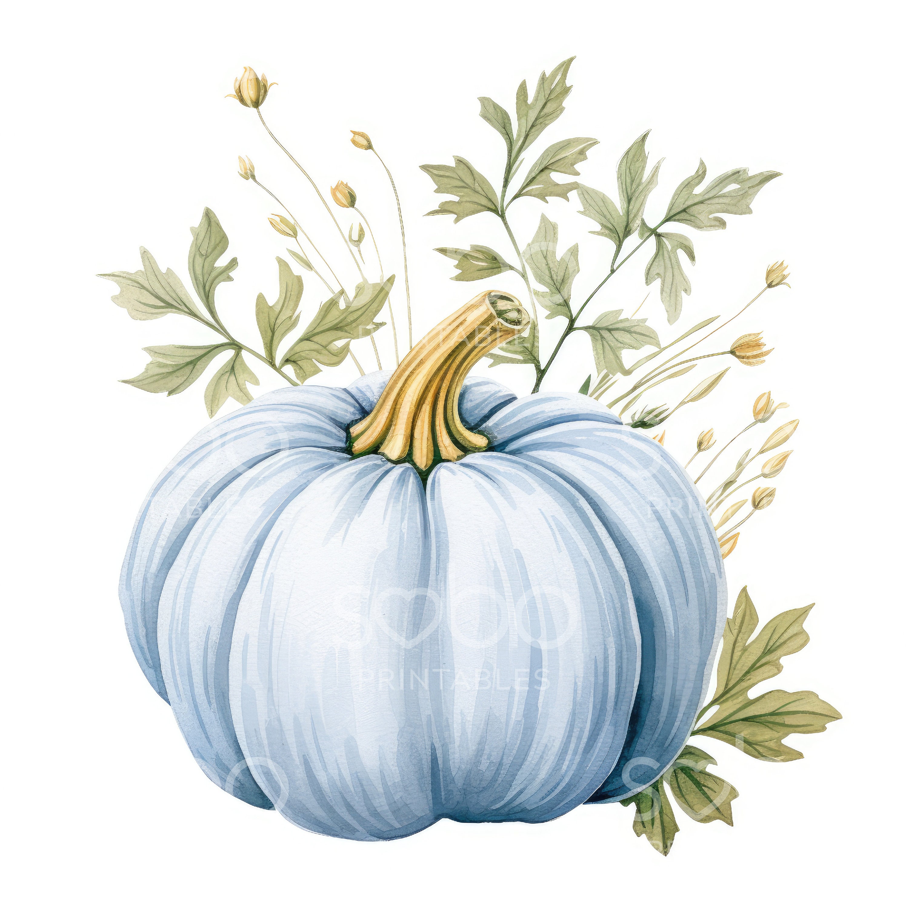Blue Watercolor Pumpkin Clipart 10 High Quality Jpgs, Digital Download ...