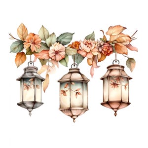 27 Autumn Lanterns Clipart, Autumn Bunting, Fall Party Garland ...