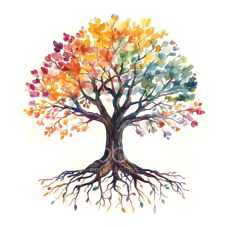 22 Rainbow Tree of Life Clipart, Family Tree, Oak Tree, Printable ...