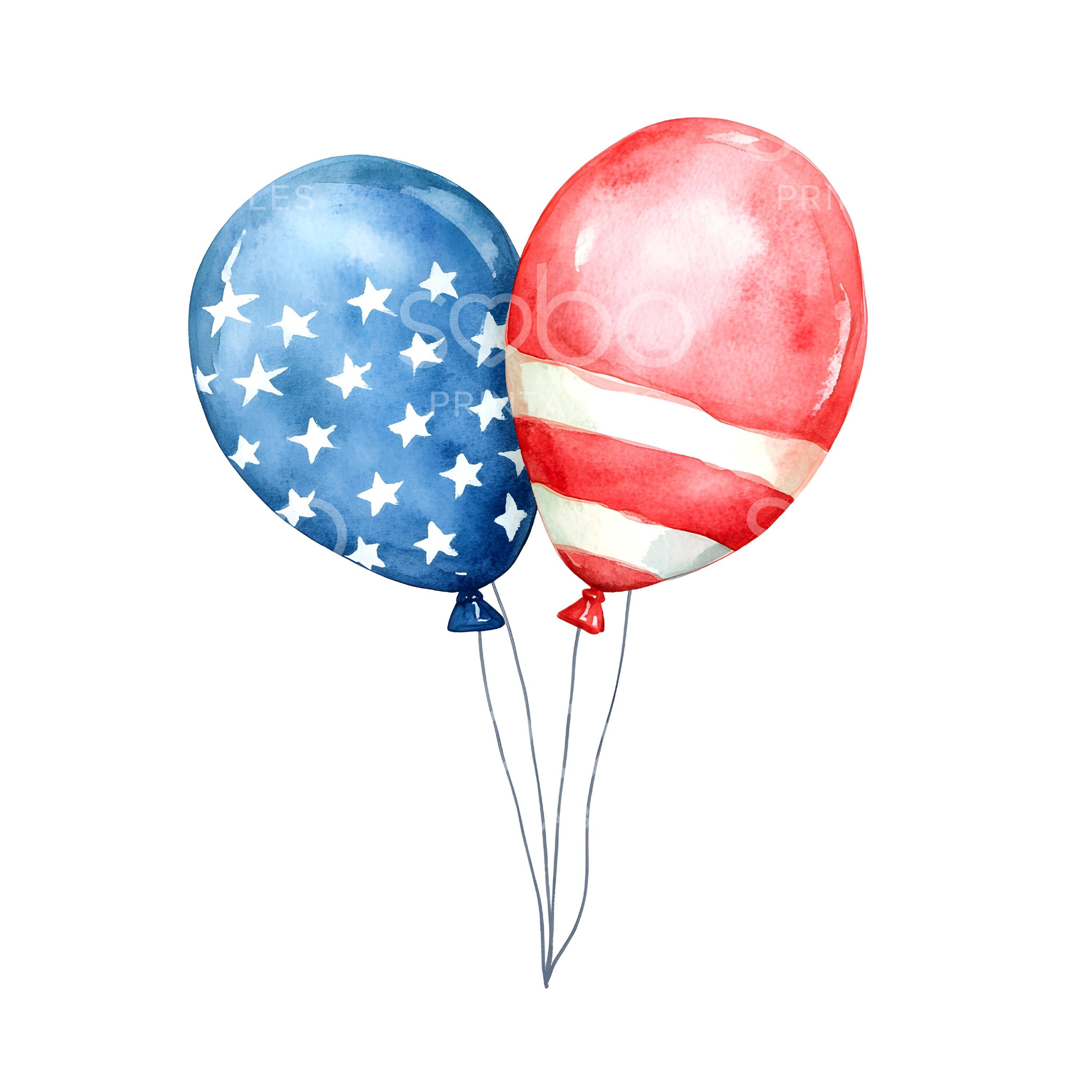 21 Patriotic Balloons Clipart, USA Party Invite Art, 4th of July ...