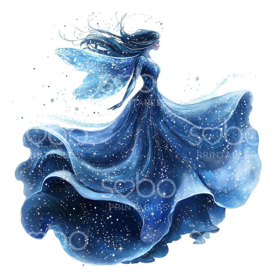 30 Celestial Fairy Clipart, Blue Fairies, Magic Galaxy Fairy, Enchanted ...